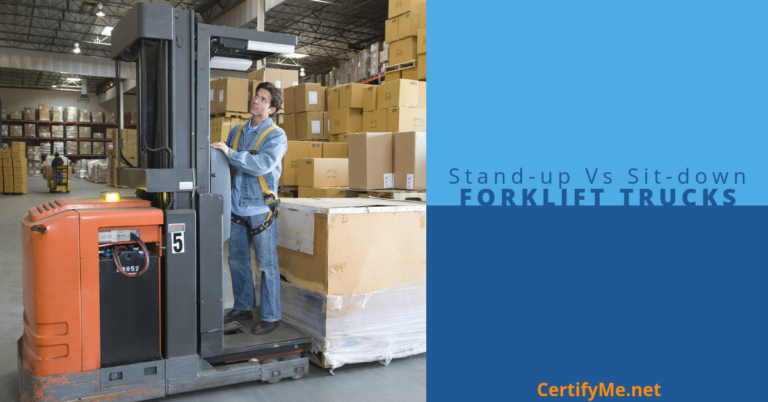 Stand-up Vs Sit-Down Forklift Trucks | CertifyMe.net